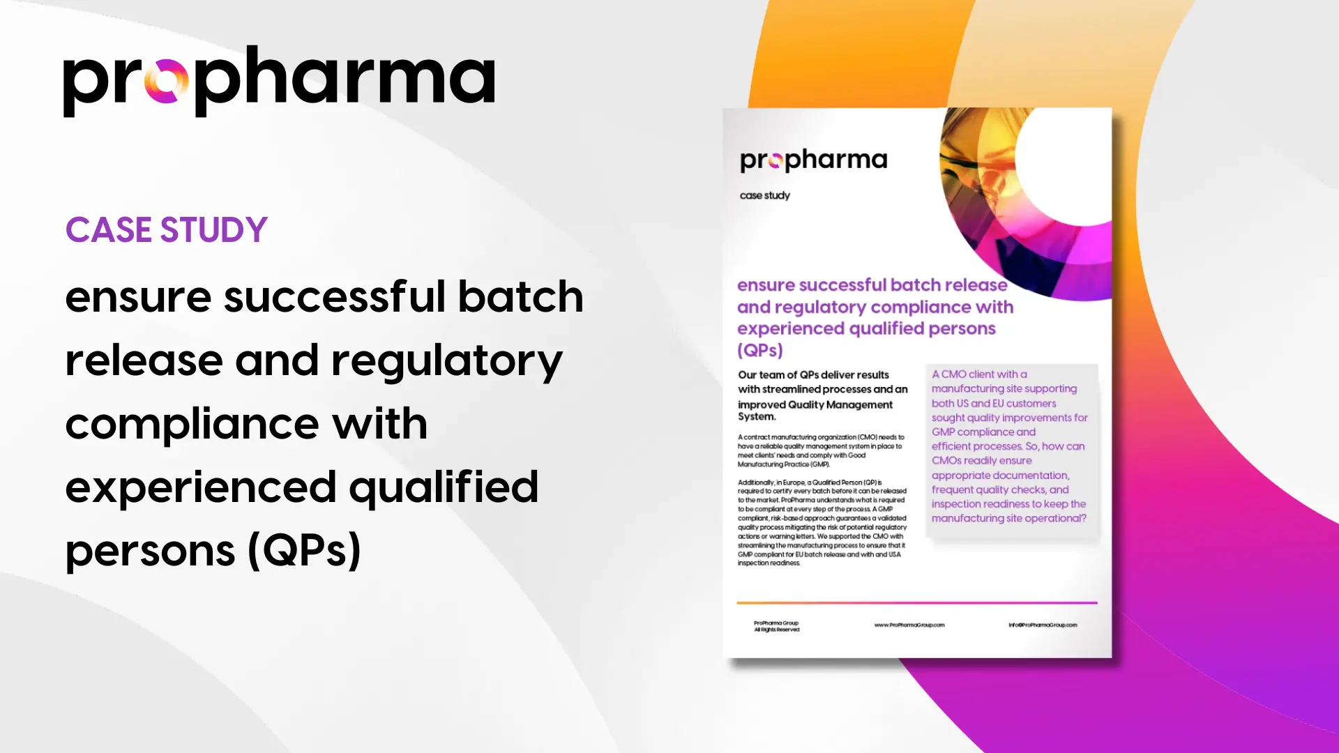 Ensure Successful Batch Release, Regulatory Compliance with Experienced Qualified Persons ...